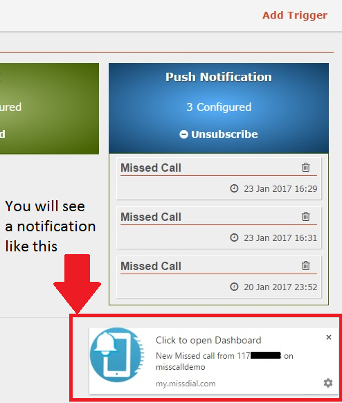Configure Push Notifications | MissDial